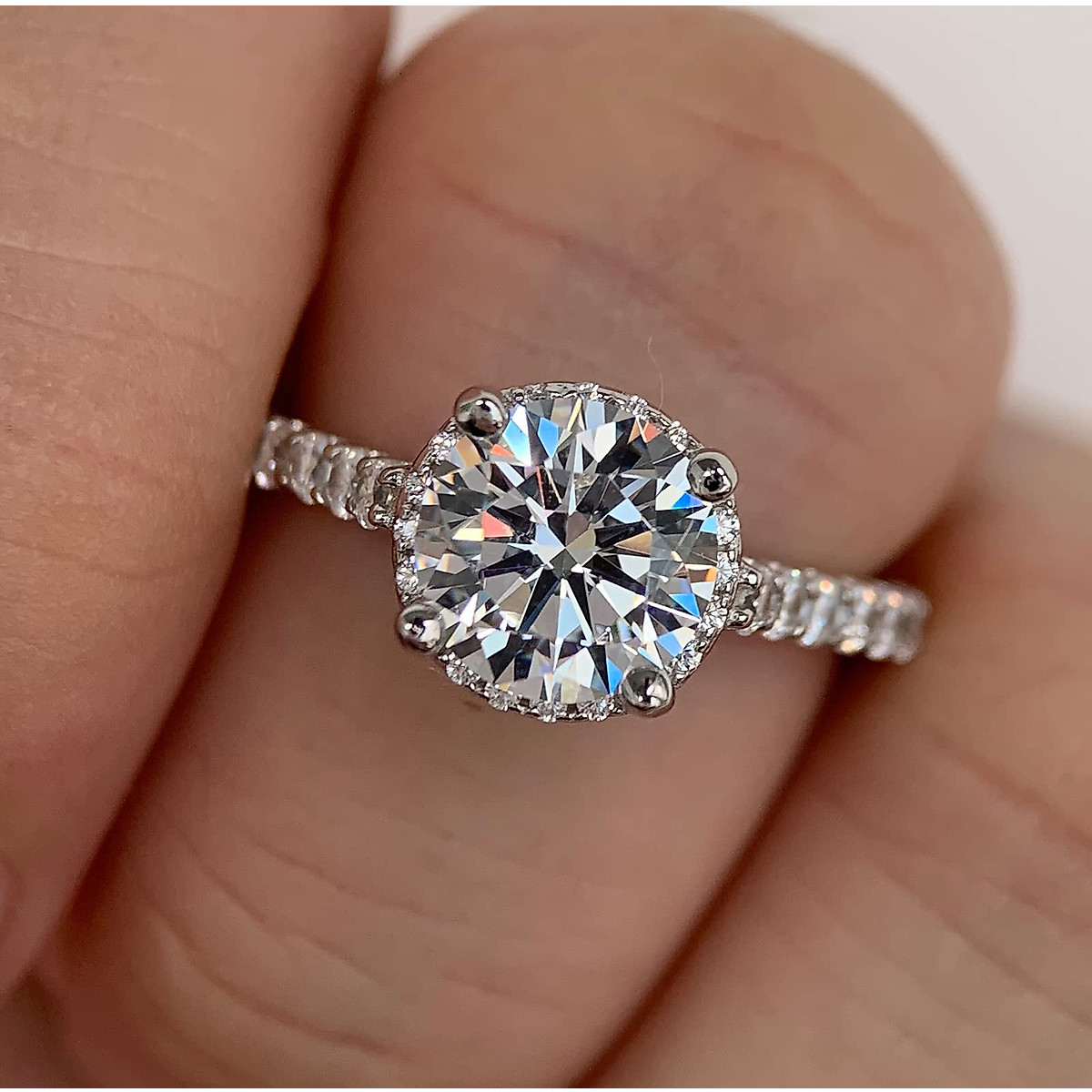 HAFEEZ CENTER Moissanite Rings for Women True D Color 2ct Moissanite Engagement Rings for Women Promise Ring Travel Ring (moissanite-ring, 9)