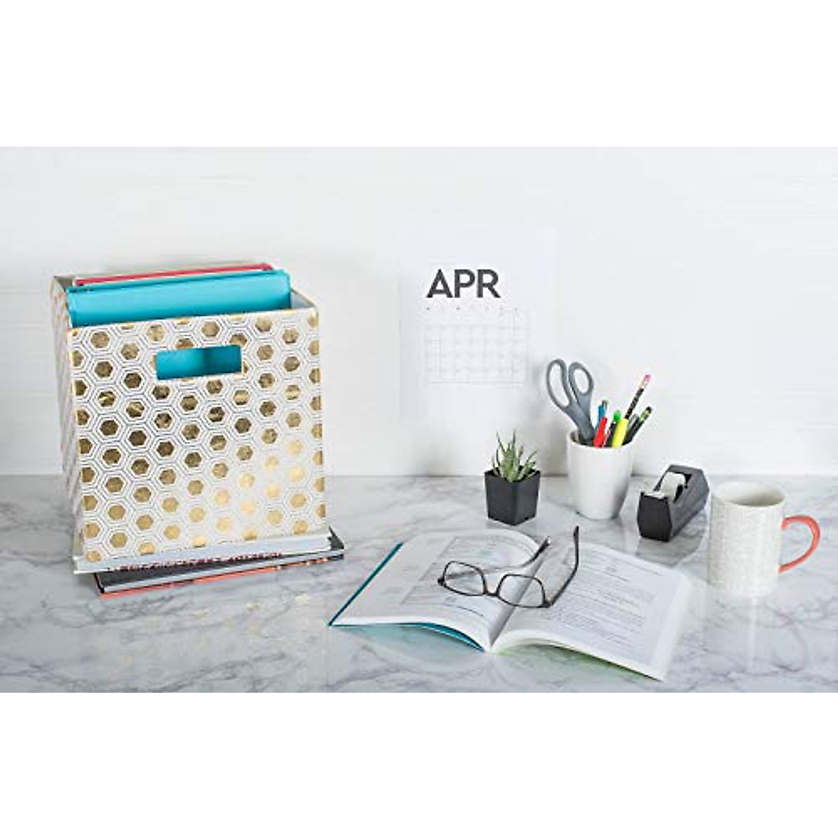 DII Collapsible Polyester Storage Cube, Honeycomb, Gold, Large