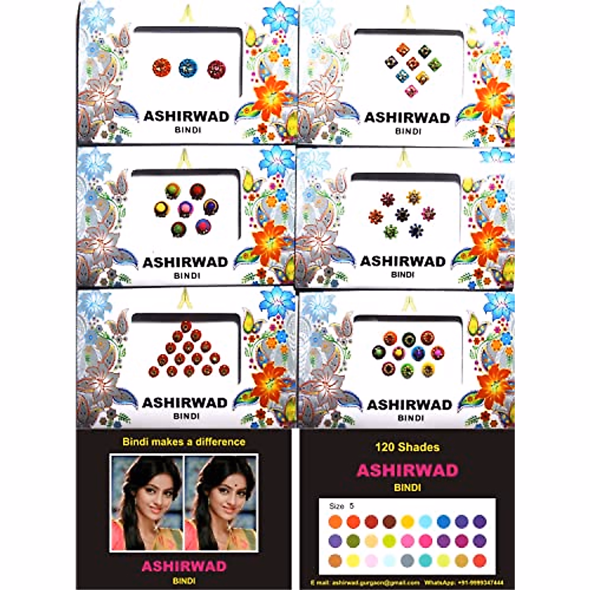ASHIRWAD Indian Multicolor Multisize, Multi Design Reusable Stone Crystal Bridal Bindis, Forehead Tika, Face Jewels Stickers (Bindi-004)