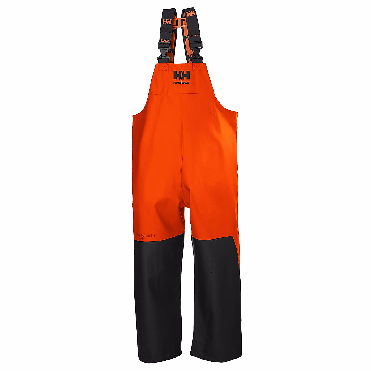 Helly-Hansen Workwear Storm Waterproof Bib Pants for Men Made from Heavy-Duty Breathable PVC-Coated Polyester for Mobility, Dark Orange/Black - Medium