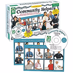 Key Education Listening Lotto: Community Helpers, Children's Auditory, Pre-Reading, Language Learning Matching Board Game, 12 Photographic Game Boards and Audio CD, 1-12 Players, Ages 4+