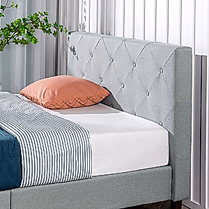 Zinus Shalini Platform, Queen, Sage Grey & ZINUS 12 Inch Green Tea Cooling Gel Memory Foam Mattress/Cooling Gel Foam/Pressure Relieving/CertiPUR-US Certified/Bed-in-a-Box, Queen