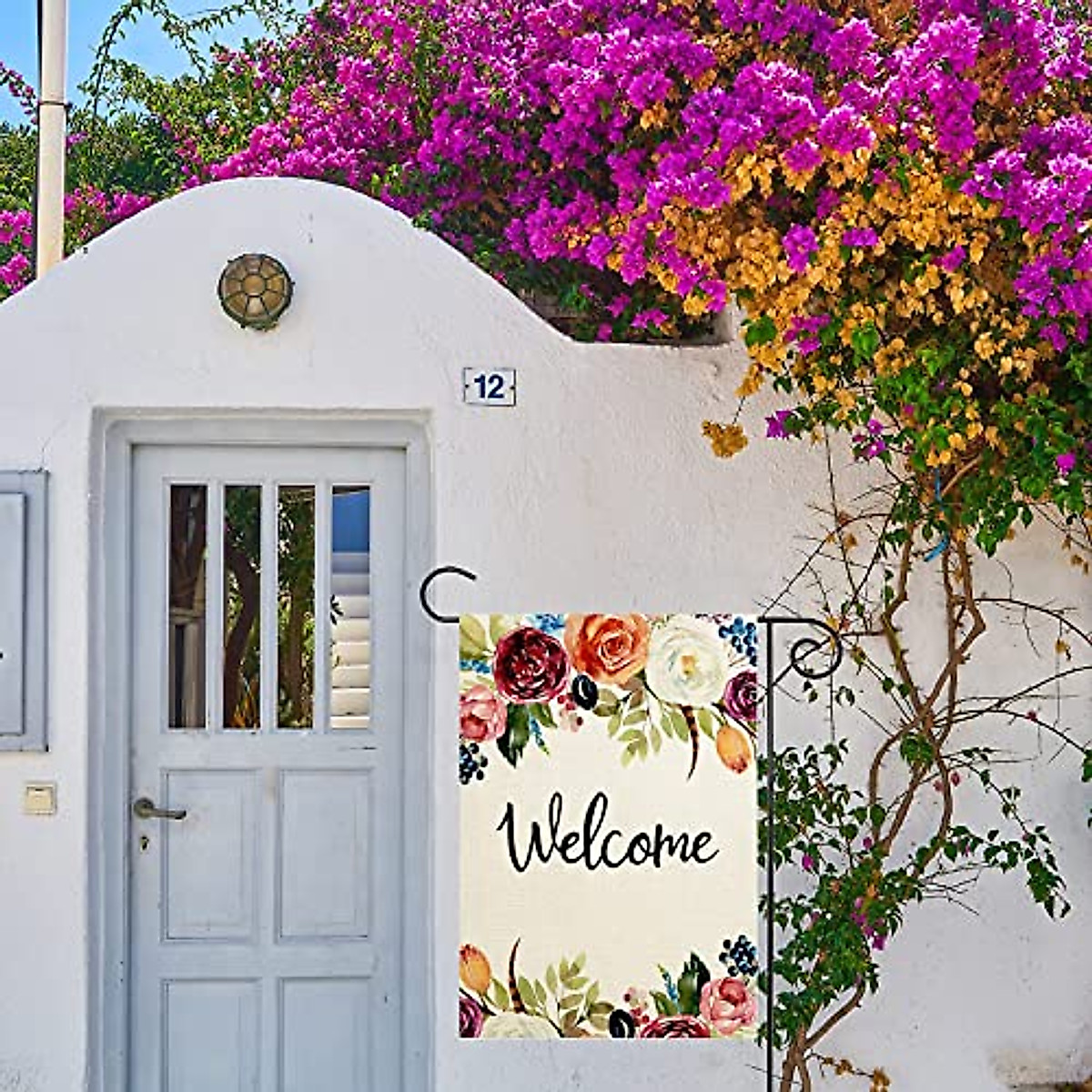 Guaikeai Floral Flower Blossom Welcome Garden Flag 12 x 18 Inch Double Sided Outside Decor for Home Yard Farmhouse
