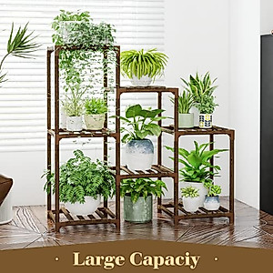 Bamworld Plant Stand Indoor Plant Stands Wood Outdoor Tiered Plant Shelf for Multiple Plants 3 Tiers 7 Potted Ladder Plant Holder Table Plant Pot Stand Boho Deco for Window Balcony Living Room Gardening Gifts for Mom