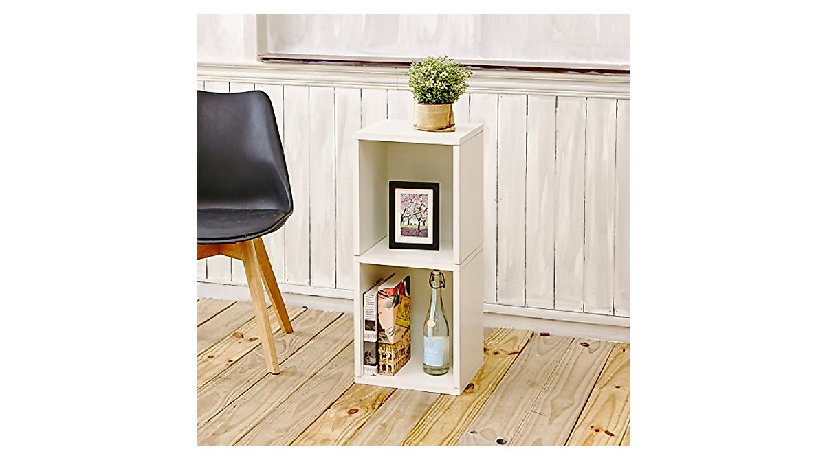 Way Basics 2-Shelf Bookcase | Tool-Free Under Desk Organizer