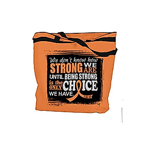 Fight Like a Girl How Strong We Are Darcey Tote Bag for Leukemia, Multiple Sclerosis, Kidney Cancer Awareness - Orange Ribbon