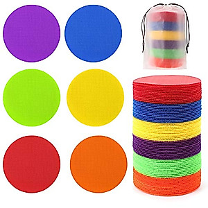 24 Pcs Carpet Standing Dot Spot Carpet Spots for Classroom, Carpet Dot Spot Markers with Hook and Loop Adhesion, Colorful Carpet Circles Floor Dots, Ideal for Kindergarten and School