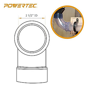 POWERTEC 70259 2-1/2" Dust Collection Fittings Network w/Reducer, Blast Gates, Pipes, 90-Degree Elbow Connector, Y-fittings, Mounting Brackets
