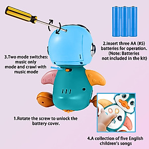 Crawling Penguin Baby Musical Toys, Baby Tummy Time Toys for Infant 0-3 0-6 6-12 12-18 Months Music Learning Crawl Interactive Development Toy with LED Lights, Babies Toddler Boy Girl Birthday Gift