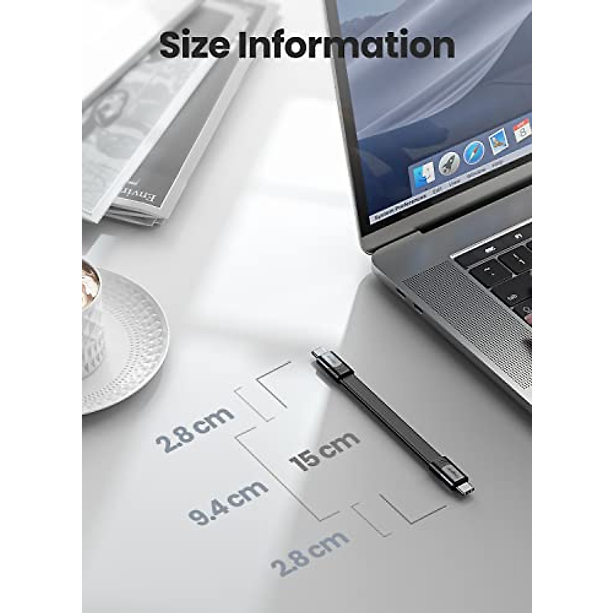 Fasgear Short USB 4 Cable 6-inch/15cm 100W 40Gbps USB C to USB C Cable with 5K@60Hz Video Output Compatible for Thunderbolt 4/3 Port MacBook Pro Mac Mini External SSD Hub Docking Monitor Display eGPU