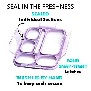 kinsho Bento Box Lunch Boxes and Snack Containers, Value Pack for Kids Girls Boys | Leakproof Portion Boxes for School Pre-School Toddler Daycare Travel, BPA Free | Set of 4, Pink Purple