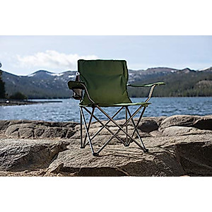 PTZ Camp Chair - Picnic Chair - Beach Chair with Carrying Bag, (Khaki Green)