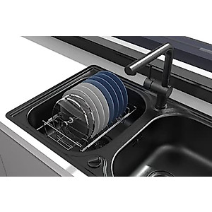 ETRENDS Dish Drying Rack Expandable Dish Racks for Kitchen Counter, 2-Tier Large Capacity Dish Rack Kitchen Sink Rust Proof Dish Drainer Drainboard Set with Utensil Holder(Stainless Steel)