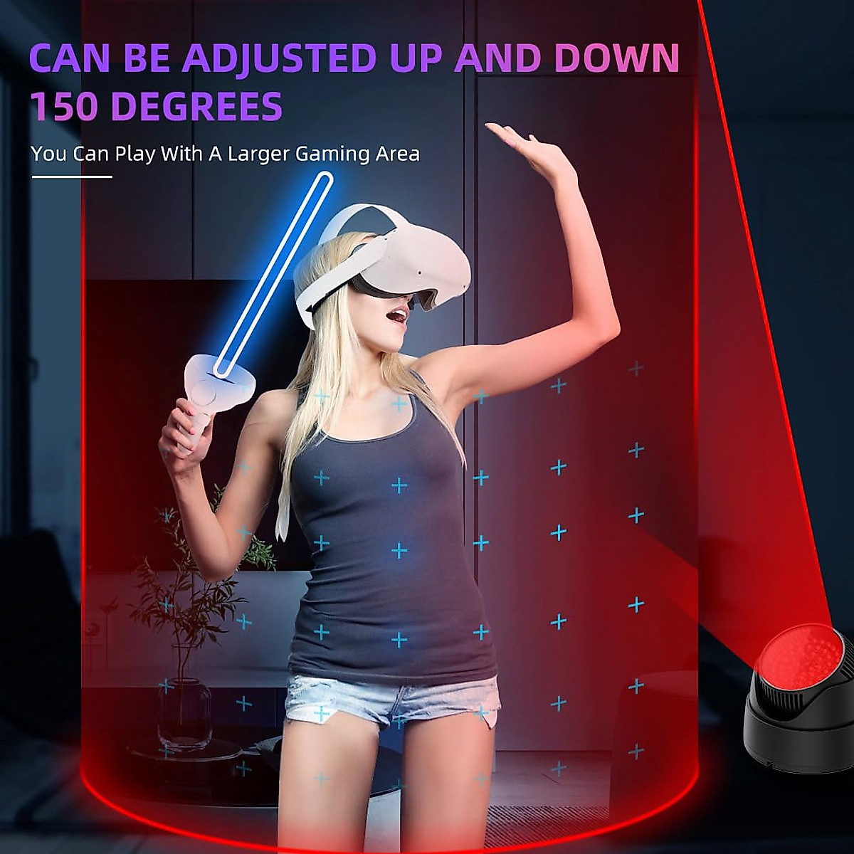 Ir Light for Quest 2, WATAHEL IR Illuminator Infrared Light for Oculus Quest 2 Accessories with Power Adapter, Enhance Hand Tracking Sensitivity in Dark, Infrared VR Light Immersive No-Light Disturban