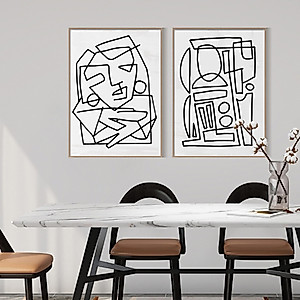 ArtbyHannah Framed Canvas Wall Art Set, Large Contemporary Abstract Wall Art, Framed Minimalist Wall Art for Modern Living Room bedroom office, 20"x28"x2