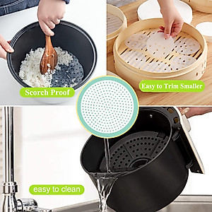 Multipurpose Silicone Liner for Steamer, Air Fryer, Pressure Cooker: Upgraded Reusable Air Fryer Liners, Silicone Baking Mat Steamer Liner, AirFryer Accessory Parchment Paper Replacement 6"-12"
