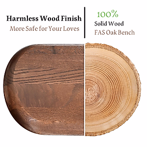 Bamskov 100% FAS-Certified Oak Wood Bench, Rounded Corner Entryway Bench, Modern Dining Bench for Entryway, Bedroom, Dining Room, Kitchen (Walnut, 12" D x 39" W x 16" H)