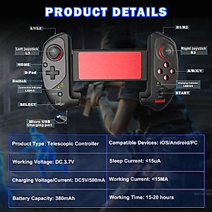 Megadream Wireless Mobile Controller for iPad, Tablet (11"), iPhone 16/15/14/13, Android Gamepad for Galaxy Z Fold4, Galaxy Z Flip4, Galaxy S23 S22 21Ultra, PC - MFi Certified - Call of Duty - Genshin Impact, Black