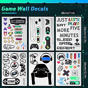 56 Pieces Gamer Wall Decals Gamer Wall Sticker Gaming Controller Joystick Wall Decals Removable Video Games Wall Stickers Game Boy Wall Art for Bedroom Playroom Decoration (Black White)
