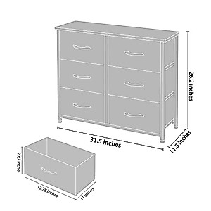 AZL1 Life Concept 6 Drawers Fabric, Tower Dresser for Bedroom, Hallway, Nursery, Entryway, Closets, Sturdy Metal Frame, Wood Tabletop, Easy Pull Handle, 31.5 Inches, Dark Grey