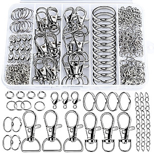 Teenitor 524PCS Keychain Making Kit, Key Chain Clips, Key Chain Rings, Lanyard Hooks Lobster Claw Clasps, Key Rings and Jump Rings for Key Chain Making Jewelry Lanyard Making, Keychain Kit