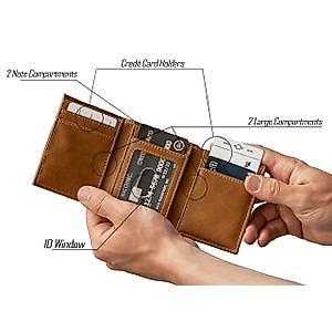 Rico Industries - Joey Logano No. 22 - Premium Laser Engraved Vegan Brown Leather Tri-fold Wallet - Slim yet Sturdy Design - Perfect to Show Your Loyalty or Gift