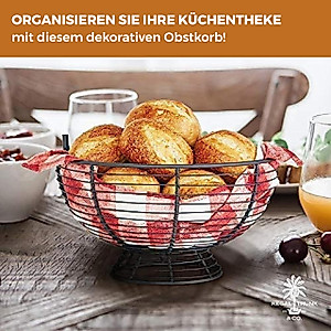 REGAL TRUNK & CO. Large Fruit Basket With Banana Hanger for Kitchen, Rustic French Farmhouse Fruit Bowl with Banana Holder Tree, Removable Banana Holder Fruit Basket, Ideal for Fruit and Vegetables