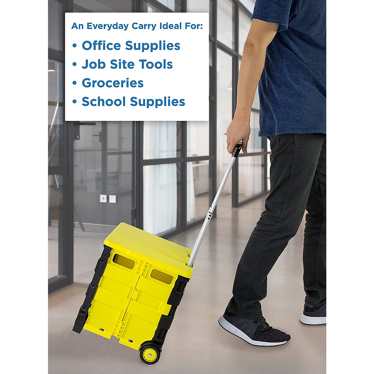 Mount-It! Rolling Utility Cart, Folding and Collapsible Hand Crate with Lid on Wheels, 55 lbs Capacity