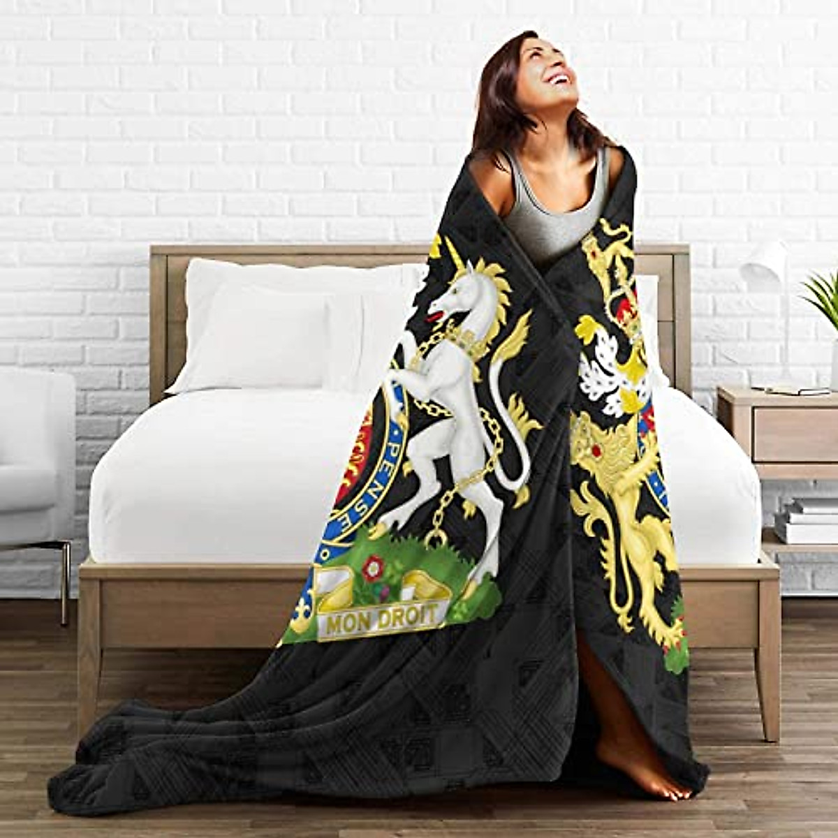 Royal Coat of Arms of The United Kingdom Flannel Fleece Throw Blanket ,Softest Super Fluffy Bed Plush Blanket Throw, Sofa Luxury Cozy Couch Blanket 80"x60"