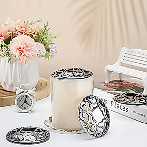 4 Pcs Candle Toppers Jar Candle Cover Scented Candle Toppers to Burn Evenly Large Jar Candle Shades Jar Candle Sleeve Jar Candle Accessories Jar Candle Lid Candles Gifts for Candle Lover, Silver