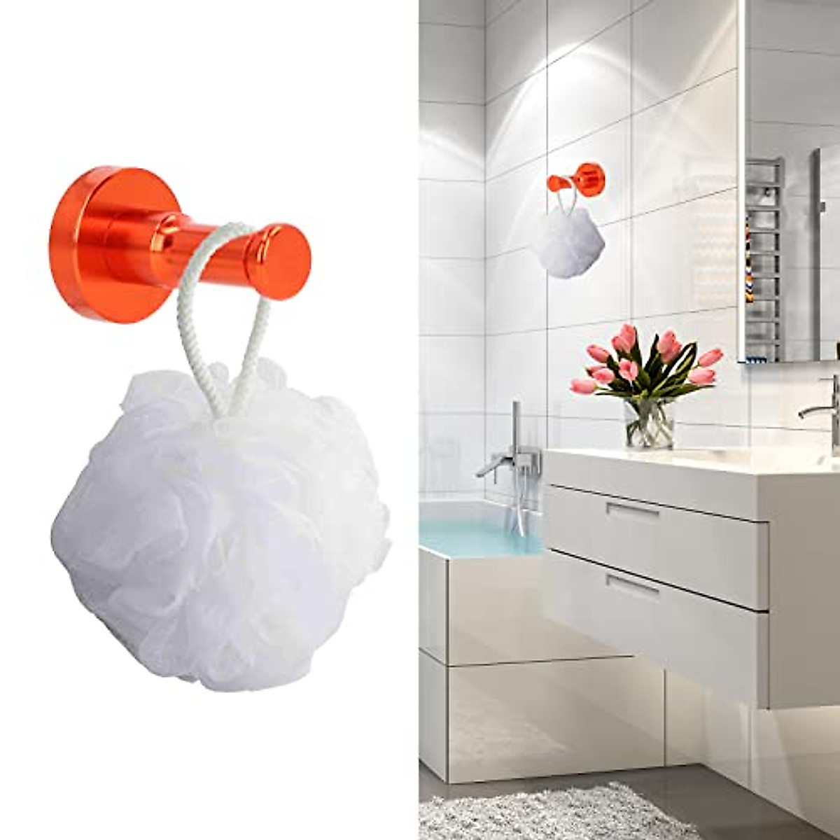LIZEALUCKY Retro Bath Towel Hooks Aluminum Towel Hook Heavy Duty Wall Coat Hanger for Balcony Kitchen for Bathroom Kitchen Garage Hotel (Orange)