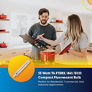 Replacement for General Electric G.E F13BX/841/ECO Light Bulb by Technical Precision - 13W Compact Fluorescent Bulb with 2-Pin GX23 Base - T4 4100k CFL - 2 Pack