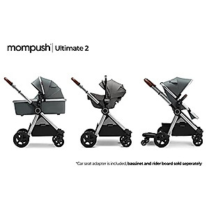 Mompush Ultimate2 Baby Stroller, Premium Convertible Full-Size Bassinet Stroller for Toddler, Newborn Stroller with Reversible Seat, One Hand Recline Pushchair Pram, Car Seat Adapter Included