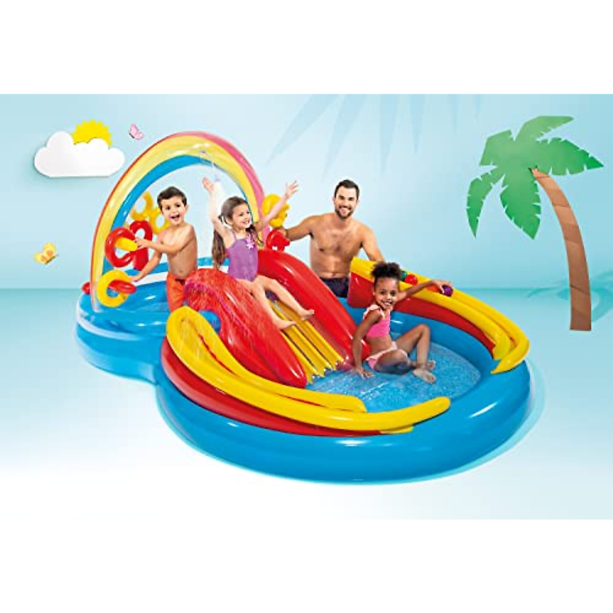 Intex Rainbow Ring Inflatable Play Center, 117" X 76" X 53", For Ages 2+