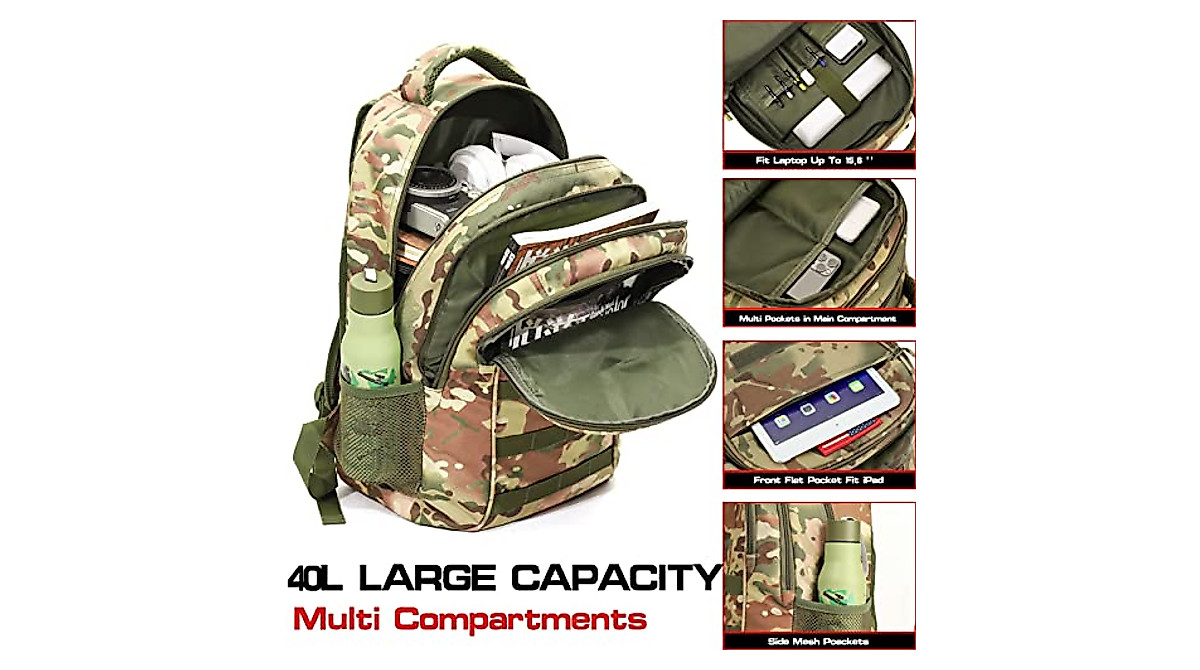 40L Camo Backpack - Waterproof & Versatile Gear