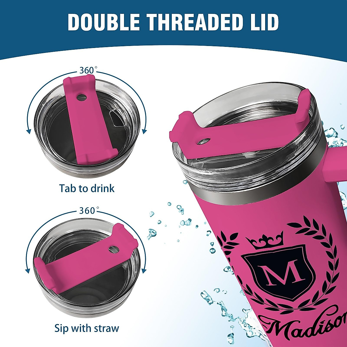 Personalized 40 Oz Tumbler with Engraved Logo Text and Graphic|Custom Insulated Tumbler with Lid and Straw Double Wall Stainless Steel Coffee Tumbler Personalized Gifts for Women and Birthday