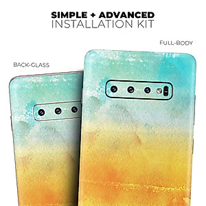 DesignSkinz Lined Orange 443 Absorbed Watercolor Texture Protective Vinyl Decal Wrap Skin Cover Compatible with The Samsung Galaxy S20 (Screen Trim & Back Glass Skin)