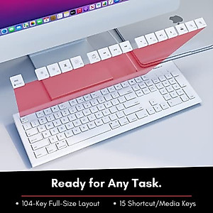 Macally Full Size USB Wired Keyboard for Mac and PC - Plug & Play Wired Computer Keyboard - Compatible Apple Keyboard with 15 Shortcut Keys for Easy Controls & Navigation of Macbook Pro/Air, iMac