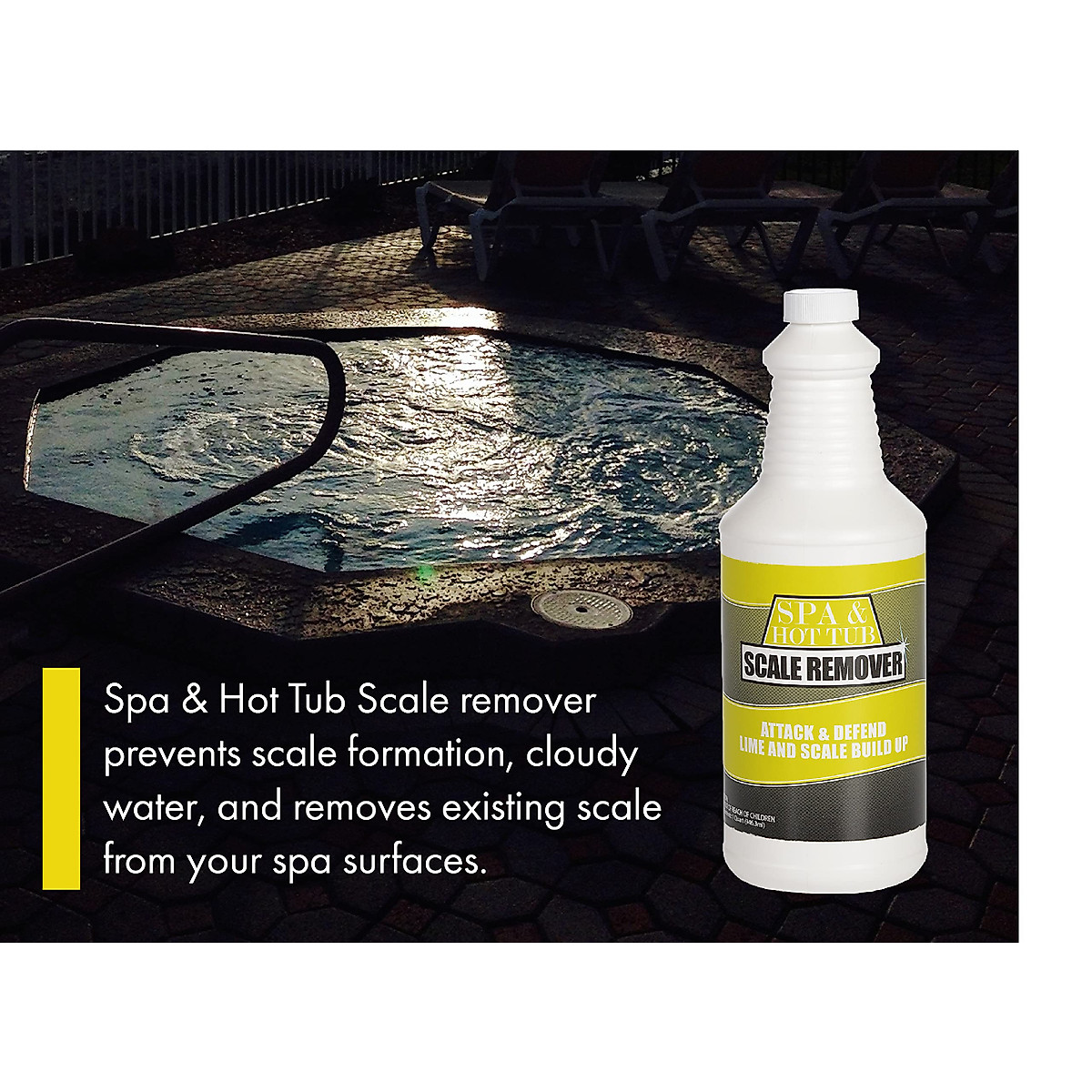 Spa & Hot Tub Scale Remover - Quart - Hot Tub & Spa Descaler, Scale Stain & Lime Stain Remover