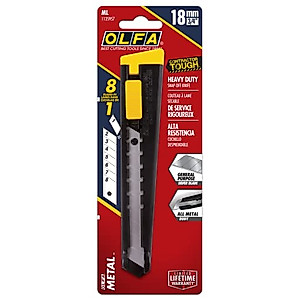 OLFA 18mm Heavy-Duty Utility Knife (ML) - Multi-Purpose Retractable Precision Knife w/All Metal Handle & Snap-Off Blade, Replacement Blades: Any OLFA 18mm Blade