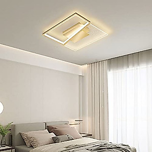 MayNuo Simple Style Led 3 Color Temperatures Dimmable Flush Mount Ceiling Light,Gold Square Lighting Fixtures,Contemporary Art Modeling Ceiling Lamp,for Bar, Living Room Ceiling Light/50Cm
