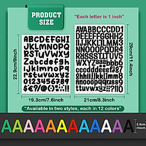 24 Sheets Self Adhesive Vinyl Letters Numbers Kit, Mailbox Stickers Waterproof Letter Stickers Sticky Address Number DIY Nmber Decal for Window Door Car Guitar, 12 Colors(Vivid Style)