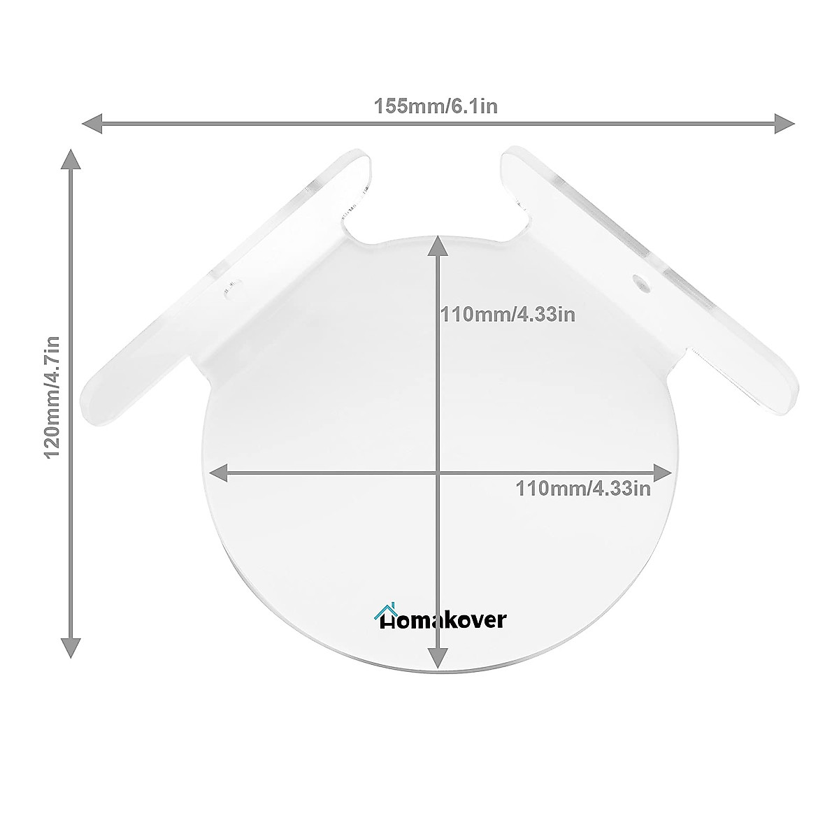 Acrylic Mini Circular Corner Shelf Mount for Security Cameras, Baby Monitors, Speakers, Plants & More, Universal Cam Holder, Easy to Install, Screwless with Damage-Free Replacement Strips (Clear)