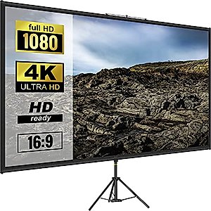 VEVOR Tripod Projector Screen with Stand 110inch 16:9 4K HD Projection Screen Stand Wrinkle-Free Height Adjustable Portable Screen for Projector Indoor & Outdoor for Movie, Home Cinema, Gaming, Office