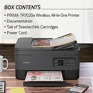 Canon PIXMA TR7020a All-in-One Wireless Color Inkjet Printer, with Duplex Printing, Mobile Printing, and Auto Document Feeder, Black