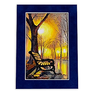 Pack of 25 Acid Free 12x18 Mats Bevel Cut for 10x16 Photos - Brooke Blue Suede Precut Matboards For Pictures, Photos, Framing - 4-ply Thickness