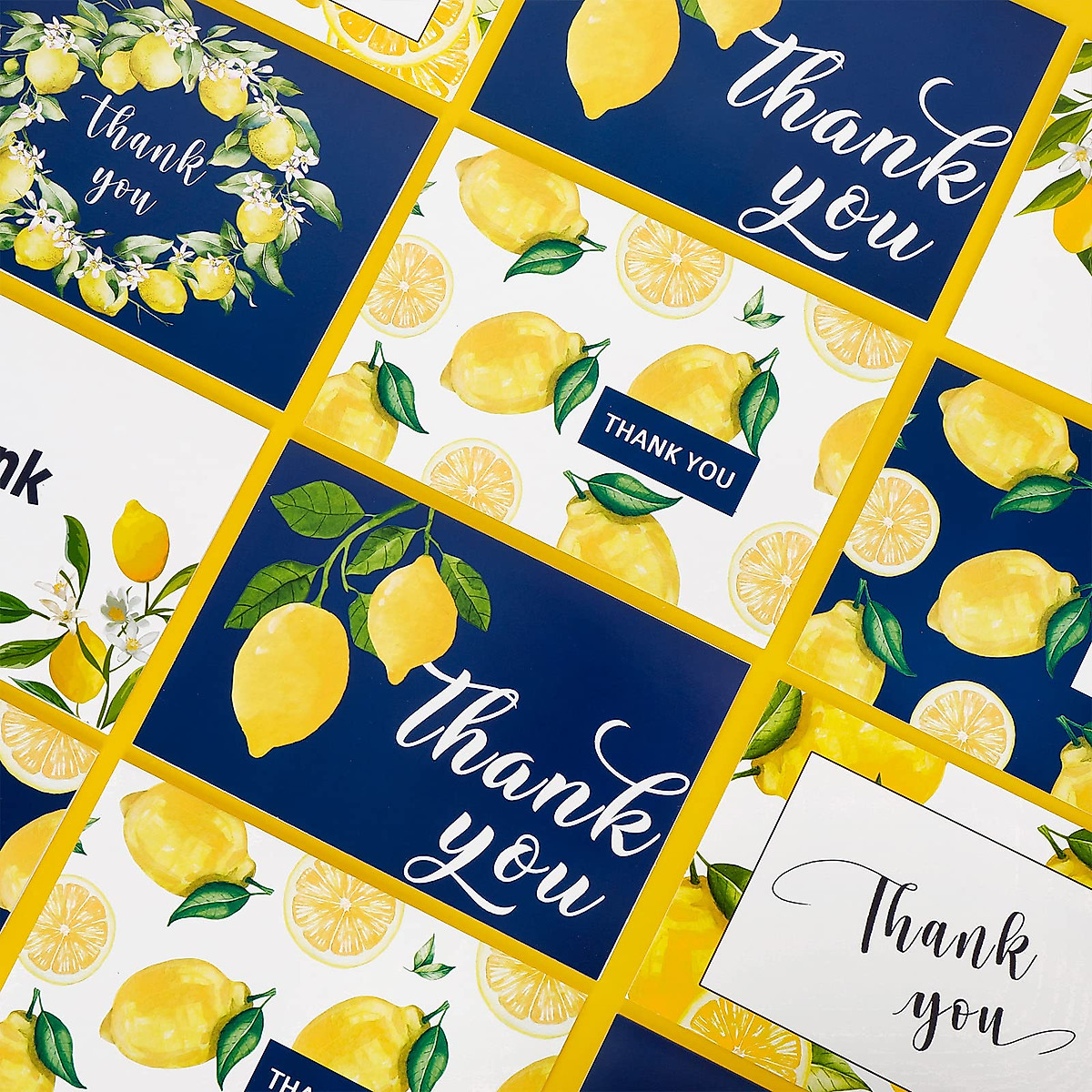 AnyDesign Lemon Thank You Cards Bulk 36 Pack Summer Thank You Cards with Matching Seal Stickers White Envelopes for Wedding, Baby Shower, Bridal Party and All Occasions
