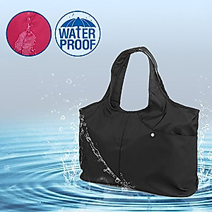 ZOOEASS Women Fashion Large Tote Shoulder Handbag Waterproof Tote Bag Multi-function Nylon Travel Shoulder (New Black)