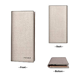 FOXLOVER Slim Thin Leather RFID Blocking Credit Card Holder Bifold Genuine Leather Clutch Wallets for Women (golden)