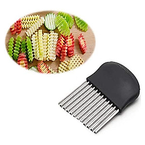Upgrade Large Crinkle Cut Tool, Sturdy Slicing Helper Stainless Steel Crinkle Cutter, Fruit And Vegetable Wavy Chopper Tool, Safe Durable Potato Onion Cutter French Fry Cutter, Kitchen Tools